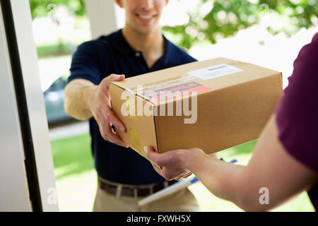 Series with with a delivery man dropping off flowers, boxes, balloons ...