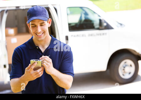 Series with with a delivery man dropping off flowers, boxes, balloons ...