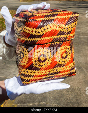 Chitimacha basket, Waxtik Kani, double weave, on display at Chitimacha ...