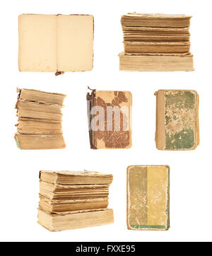 Stack of old decrepit books isolated Stock Photo - Alamy