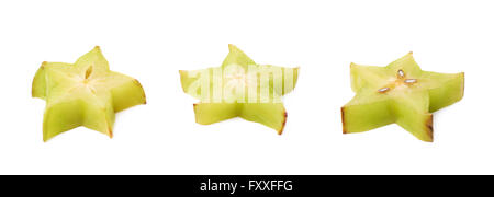 Averrhoa carambola starfruit cross-section isolated Stock Photo - Alamy