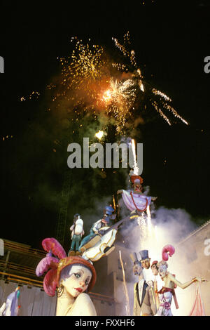 Valencia Fallas burning celebrations Spain, 19th March Stock Photo - Alamy