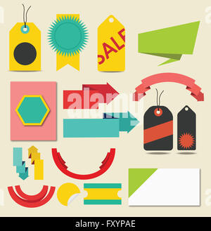 Various label and tag designs in flat illustration Stock Photo - Alamy