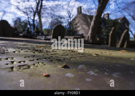 Haworth Cemetery with the Bronte Parsonage in the background Stock ...