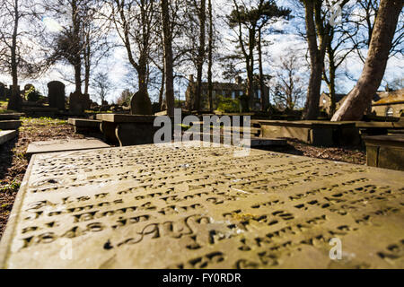 Haworth Cemetery with the Bronte Parsonage in the background Stock ...