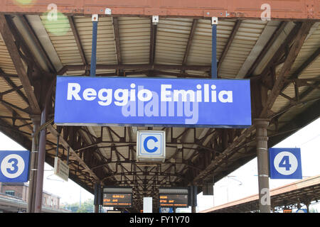 Sign for Reggio Emilia Train Station in Italy Stock Photo - Alamy