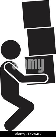 Man Moving Box Pictogram Icon Illustration design Stock Vector Image ...
