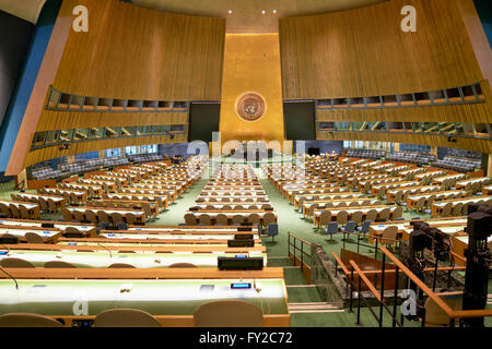 Interior of the United Nations General Assembly Hall at the United ...