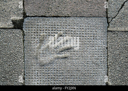 Handprint in concrete Stock Photo - Alamy