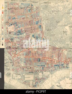 S LONDON: Charles Booth poverty map: Bermondsey Lambeth Rotherhithe ...
