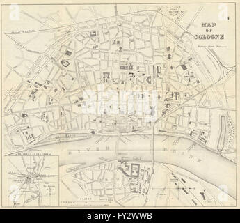 COLOGNE KOLN KÖLN antique town plan city map. Germany. BRADSHAW 1893 ...