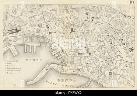 GENOA GENOVA. Vintage town city map plan. Italy, 1927 Stock Photo - Alamy