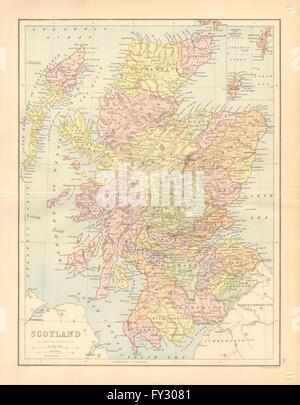 Scotland in counties. Railways. BARTHOLOMEW 1898 old antique map plan ...