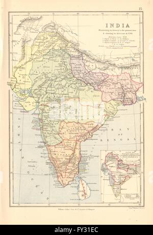 INDIA IN 1760. British French Dutch Portuguese Danish. BARTHOLOMEW ...