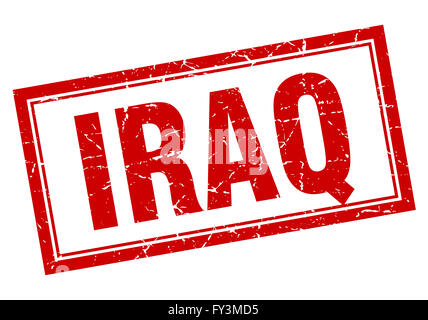 Iraq red square grunge vintage isolated stamp Stock Photo - Alamy