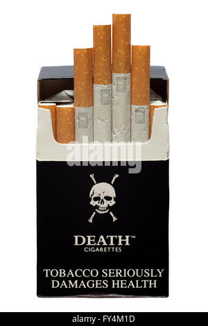 Skull from cigarettes on a black background. The concept of smoking ...