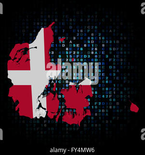 Denmark map flag on hex code illustration Stock Photo - Alamy