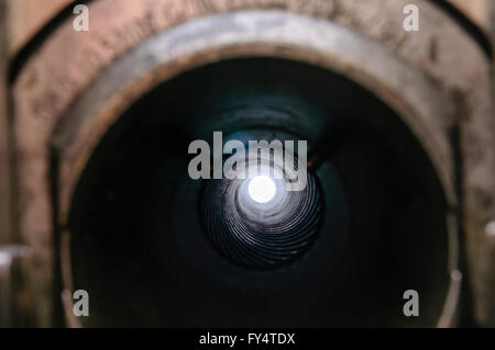 View through the barrel of a 105mm Light Field Gun Howitzer showing ...