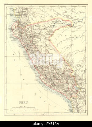 PERU. Border as before Peru-Ecuador war (1941). JOHNSTON, 1897 antique ...