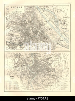 VIENNA & ROME. City plans. Wien. Roma. Austria. Italy. JOHNSTON 1910 ...