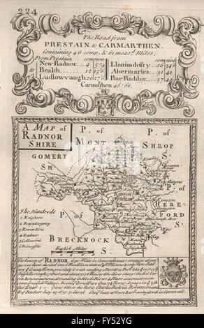 Map of Radnorshire, Wales, 18th century Stock Photo - Alamy
