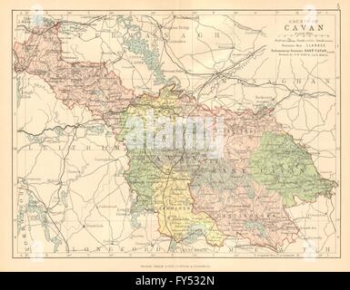 COUNTY CAVAN antique map. Ulster. Ireland. JOYCE 1905 old chart Stock ...