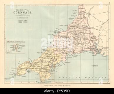 Antique county map of CORNWALL by JOHN CARY. Original outline colour ...