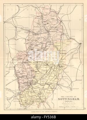 NOTTINGHAMSHIRE: County map. Railways canals. Constituencies. PHILIP ...