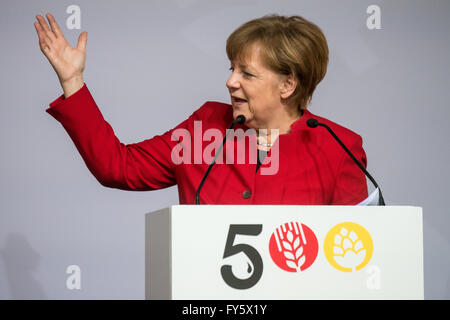 Ingolstadt, Germany. 22nd Apr, 2016. German chancellor Angela Merkel ...