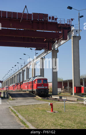 Diesel engines on holding tracks at the Deutsche Bahn grounds Sassnitz ...