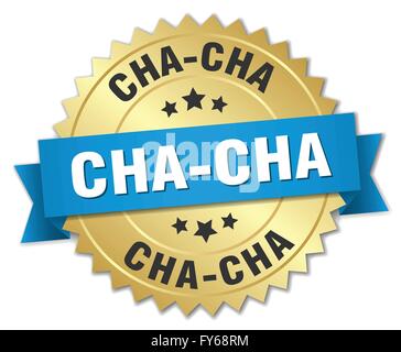 cha-cha-cha 3d gold badge with blue ribbon Stock Vector Image & Art - Alamy
