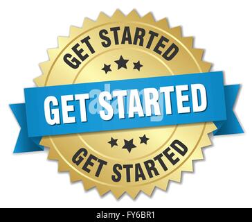 get started blue label. get started isolated seal. get started Stock ...