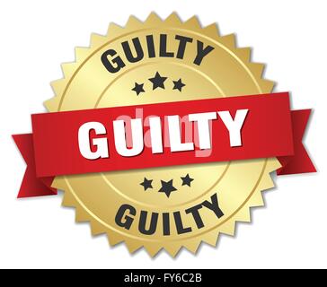 not guilty 3d gold badge with red ribbon Stock Vector Image & Art - Alamy