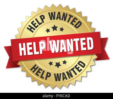help wanted ribbon. help wanted round red sign. help wanted Stock ...