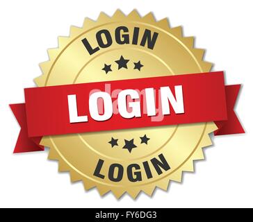 login round red and gold label isolated on transparent background ...