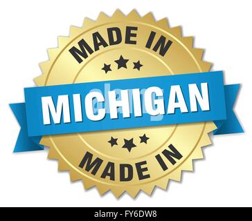 made in Michigan gold badge with red ribbon Stock Vector Image & Art ...