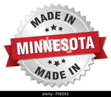 made in Minnesota silver badge with blue ribbon Stock Vector Image ...