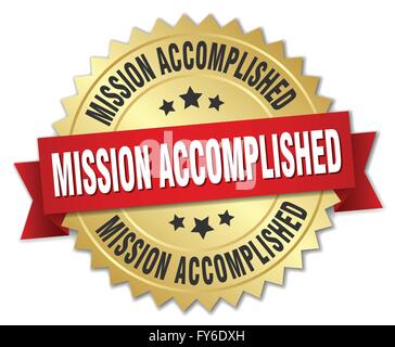 mission accomplished round red and gold label isolated on transparent ...