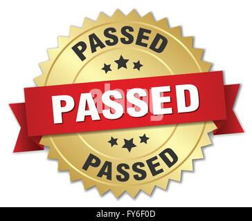 passed round red and gold label isolated on transparent background ...