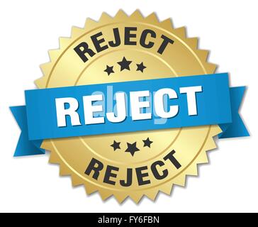 reject round blue and gold label isolated on transparent background ...
