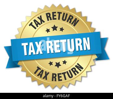 tax return round blue and gold label isolated on transparent background ...