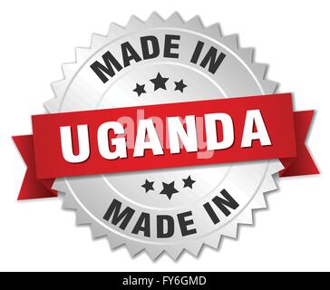 made in Uganda silver badge with blue ribbon Stock Vector Image & Art ...