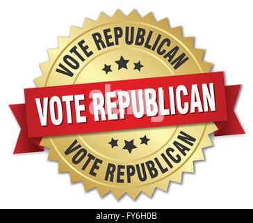 vote republican round red and gold label isolated on transparent ...