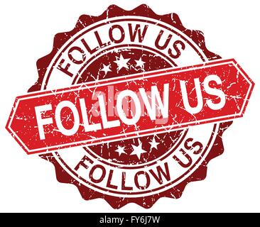 follow us stamp. follow us vintage red label. Sign Stock Vector Image ...