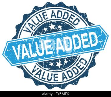 value added blue round grunge stamp Stock Vector Image & Art - Alamy
