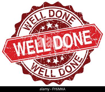 well done red round grunge vintage ribbon stamp Stock Vector Image ...