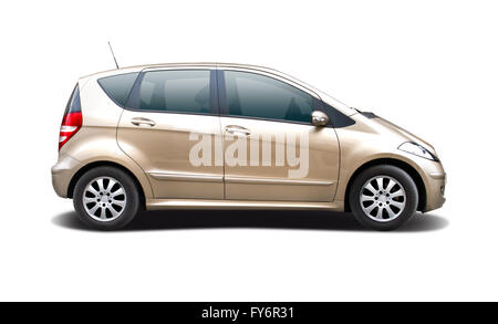 German compact car side view isolated on white Stock Photo - Alamy