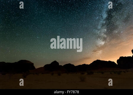 Milky way above red Wadi Rum desert in Jordan Stock Photo - Alamy