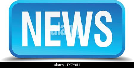 news blue square 3d realistic isolated web button Stock Vector Image ...