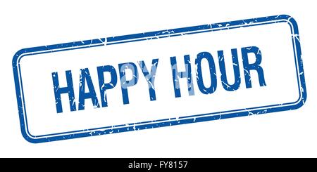 square grunge blue happy hour stamp Stock Vector Image & Art - Alamy